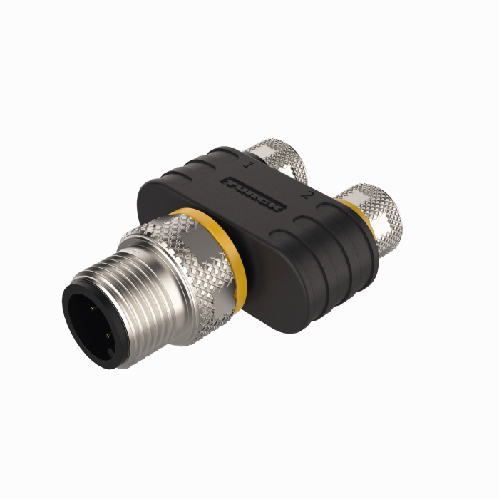 2-Way Splitter - Y-Splitter without Cable, Male M12 × 1 - 2x Female M8 × 1